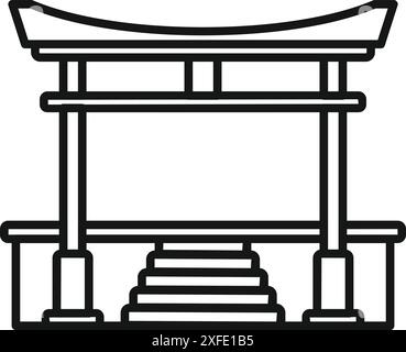 Simple black outline drawing of the TORII GATE, JAPAN Stock Vector ...