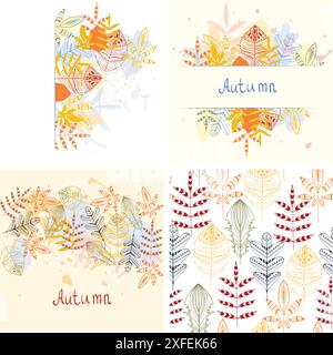 abstract autumn leaves. Hand drawn vector illustration Stock Vector ...