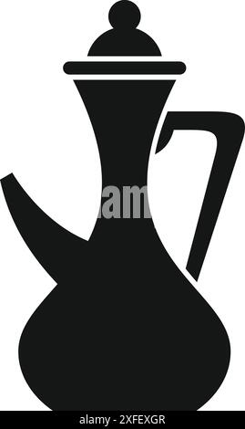 Simple black and white icon of a dallah, a traditional arabic coffee ...
