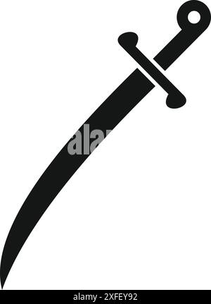 Simple black curved sword is pointing up and to the right Stock Vector ...