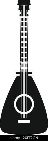 Black and white silhouette of a mandolin, a stringed musical instrument ...