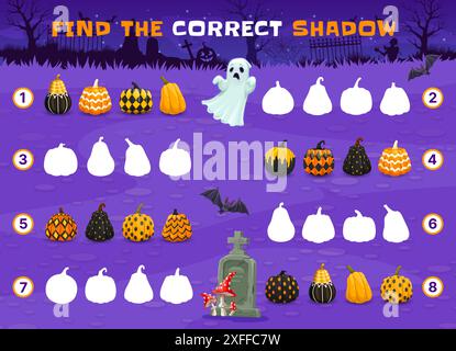Find correct Pumpkin shadow educational game for kids. Shadow matching ...