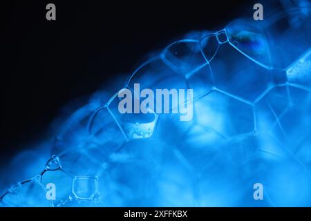 Blue bubbles in macro, connection of bubbles in macro, cell from liquid ...