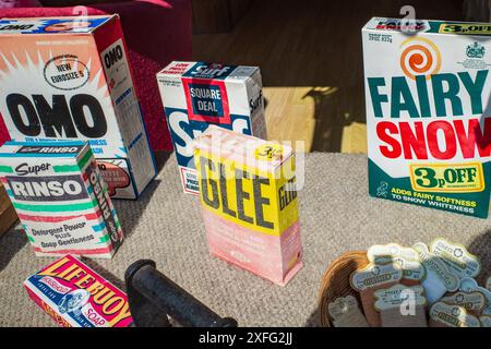 Display of vintage and retro laundry boxes from the 1950's.1960's and ...