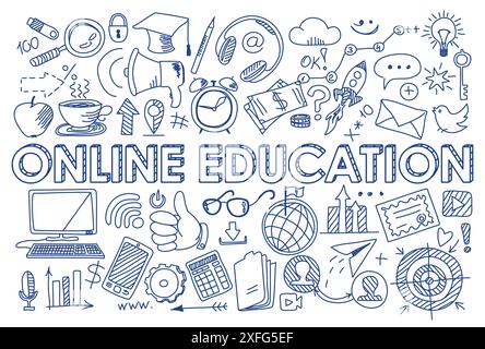 Set of Education and Learning web icons in line style. School, university, textbook, learning ...