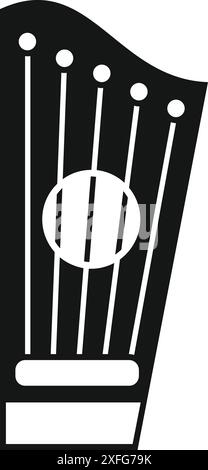Black and white icon of a gusli, a traditional russian stringed musical ...