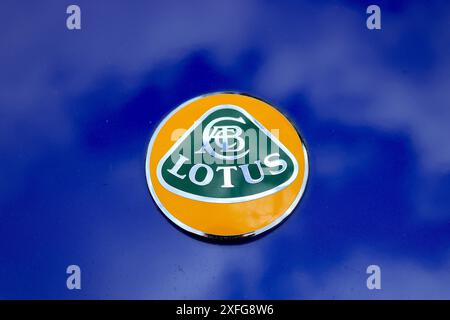 Close up of the unmistakable famous Lotus cars badge fitted to a Lotus ...