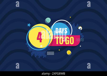 Four Days To Go Badges and Stickers. 4 Days Countdown left days banner ...