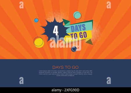 Four Days To Go Badges and Stickers. 4 Days Countdown left days banner ...