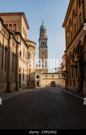 Historic Parma street showcasing iconic architectural landmarks Stock ...