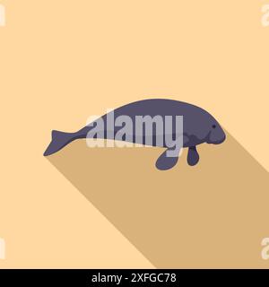 Minimalist illustration of a dugong swimming underwater Stock Vector ...