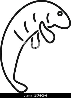 Simple and minimal dugong swimming line art illustration Stock Vector ...