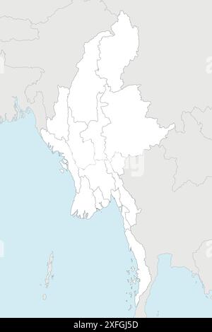 Colorful Myanmar political map with clearly labeled, separated layers ...