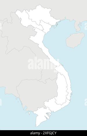 Vector blank map of Vietnam with regions or territories and ...
