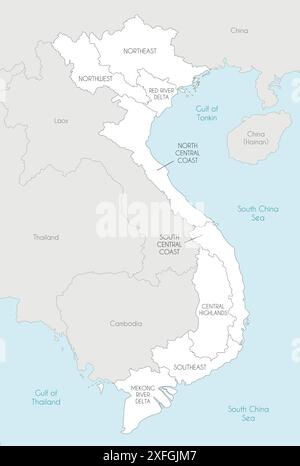 Vector map of Vietnam with regions or territories and administrative ...
