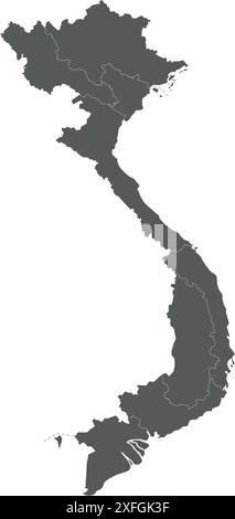 Vector blank map of Vietnam with regions or territories and ...