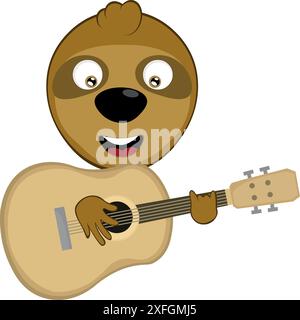 Sloth Playing A Guitar Vector Illustration Stock Vector Image & Art - Alamy