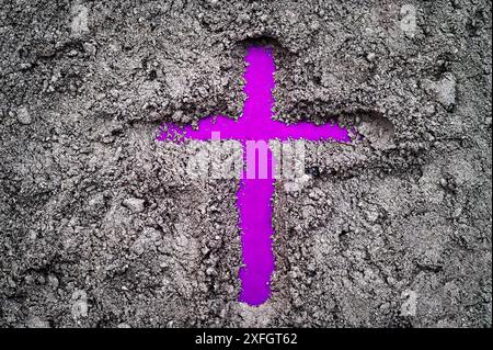 Cross of ashes on a dark purple background with copy space Stock Photo ...