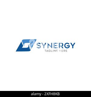 Logo synergy, concept of two or more entities working together ...