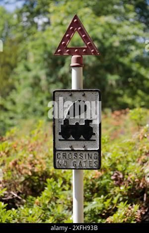 Vintage danger level crossing railway sign Stock Photo - Alamy