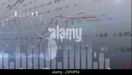 Image of financial graphs and changing numbers on grey background Stock ...