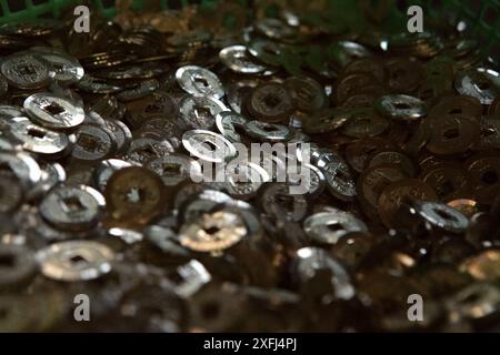 Traditional Balinese coins with hollow locally known as "pis bolong ...