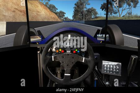 DIY simracing aluminum simulator rig for video game racing. Blue ...