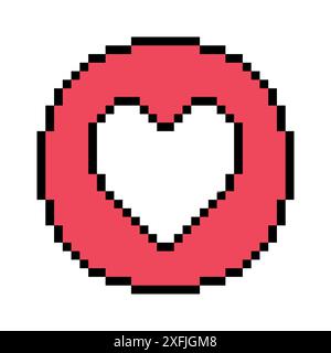 Red Heart emoticon symbol, pixel art design vector illustration Stock ...