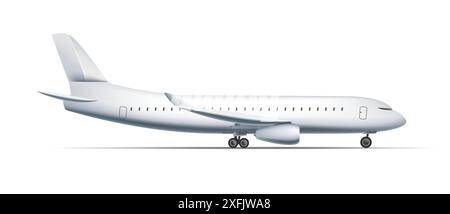 Big Flying Airplane on white background, realistic vector illustration ...