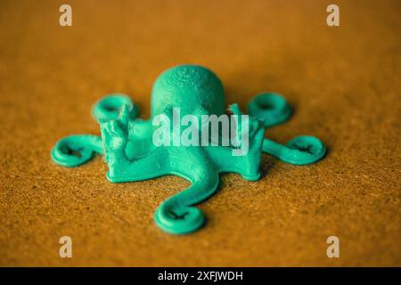 Toy green octopus with tentacles created from recycled plastic. DIY toy ...