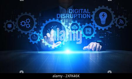 Digital disruption transformation digitalization innovation technology business concept Stock ...
