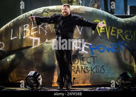 Sam Smith performing at Stavernfestivalen 2024 on 3 July 2024 Stock ...
