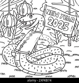 Year of the Snake New Year 2025 Coloring Page Stock Vector Image & Art ...