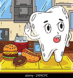 Dental Care Tooth Refusing Junk Food Clipart Stock Vector Image & Art ...