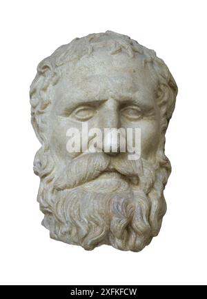Marble bust of Greek Cynic philosopher Crates of Thebes (365-285 BC ...