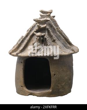 Latial hut urn with columned porch, from Campofattore. Funerary urn in ...