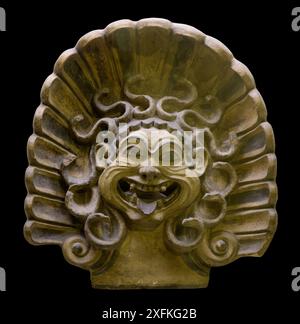 Terracotta antefix with the head of Medusa, Etruscan, Archaic, Date 6th ...