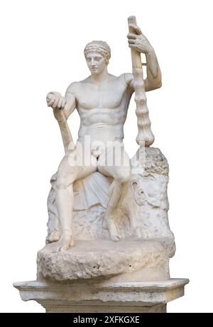 Ancient statue Heracles head isolated photo with clipping path. Plaster ...