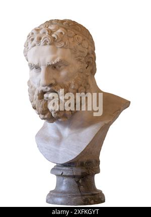 Ancient statue Heracles head isolated photo with clipping path. Plaster ...