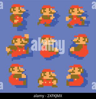 Set of Mario moves, art of Super Mario Bros U classic video game ...