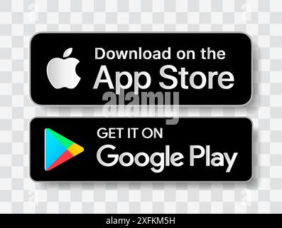 Set of Google Play Store, Apple App Store and Microsoft Store badges Stock Vector Image & Art ...