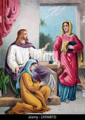 Jesus at the home of Martha and Mary, New Testament, by Julius Schnorr ...