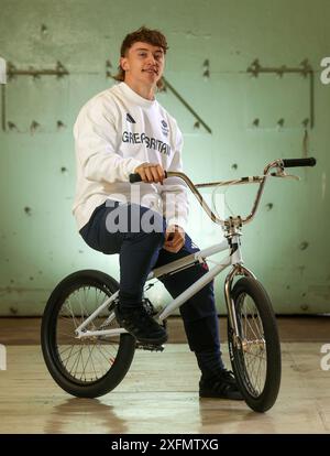 Kieran Reilly during the Team GB Paris 2024 BMX Freestyle team ...