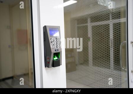 Fingerprint machine server room safety Stock Photo - Alamy