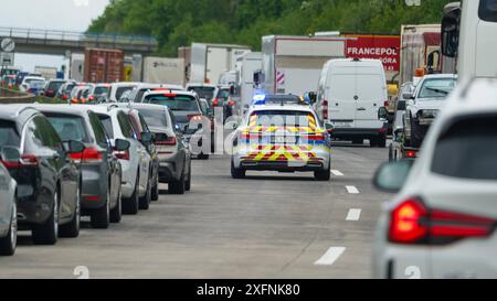 Autobahn, Unfall, Polizeieinsatz, Blaulicht, Verkehrsunfall, Stau ...