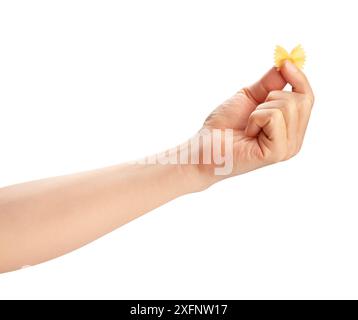 One raw farfalle pasta isolated on white background top view Stock ...
