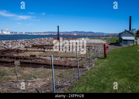 AC Davie historic shipyard at Quai Paquet park in Levis, Quebec, Canada ...