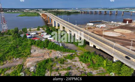 Aerial view of The Victory Bridge over the Raritan River Looking ...