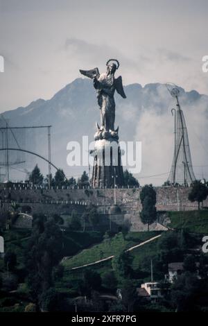 Close-up of the Virgin of El Panecillo statue in Quito, Ecuador, taken ...