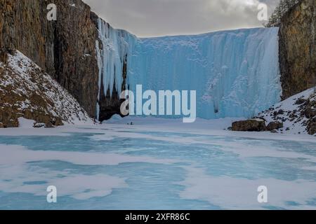 Frozen waterfall, Putoransky State Nature Reserve, Putorana Plateau ...